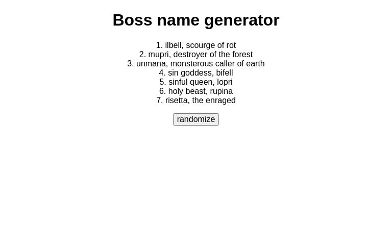 Boss name generator