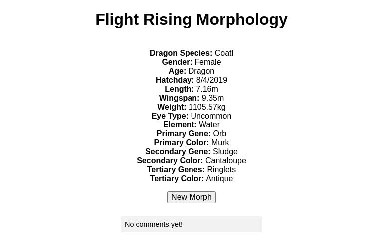 Flight Rising Morphology ― Perchance Generator