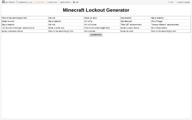 Minecraft Lockout Generator