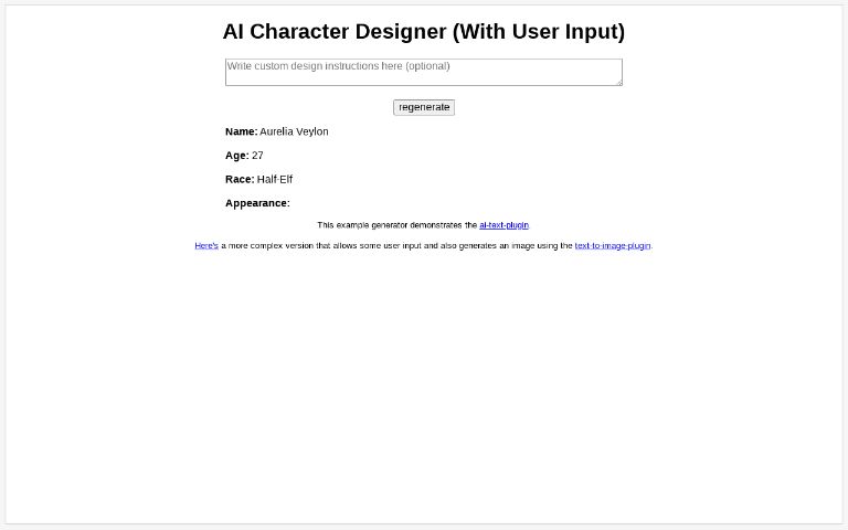 AI Character Designer (With User Input) ― Perchance Generator
