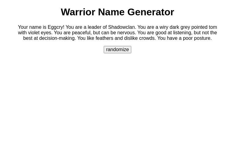Warrior Name Generator