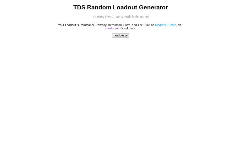 TDS Random Loadout Generator