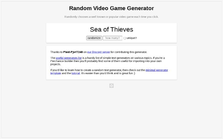 Random Video Game Generator