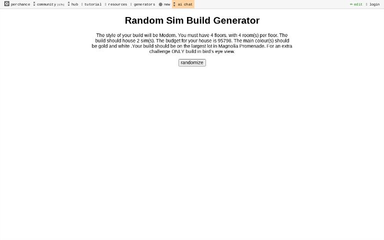 Random Sim Build Generator