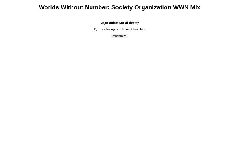 Worlds Without Number: Society Organization WWN Mix ― Perchance Generator