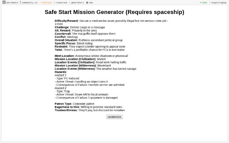 Safe Start Mission Generator (Requires spaceship)