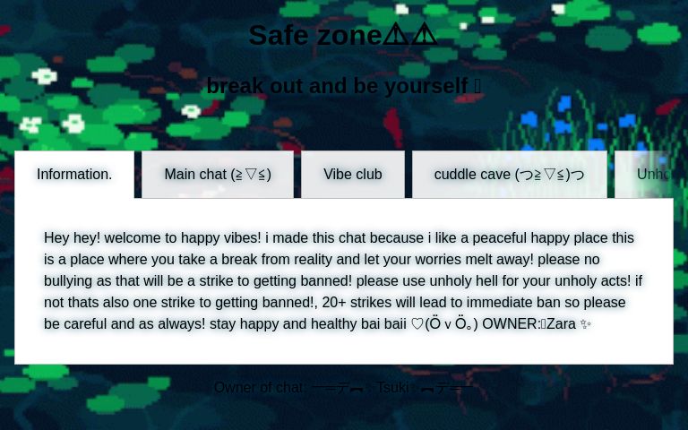 Safe zone⚠️⚠️ ― Perchance Generator