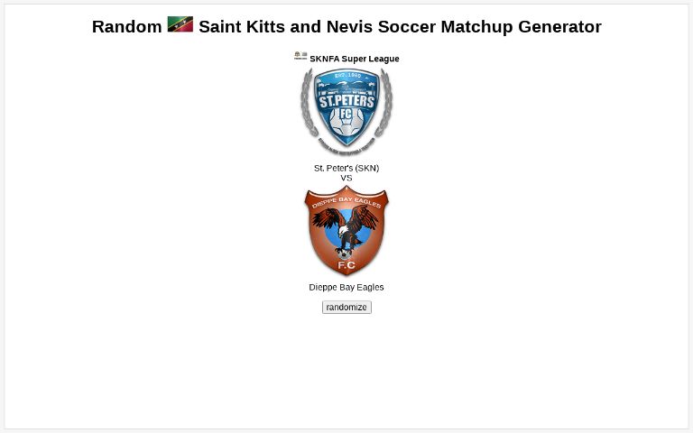 Random Saint Kitts and Nevis Soccer Matchup Generator