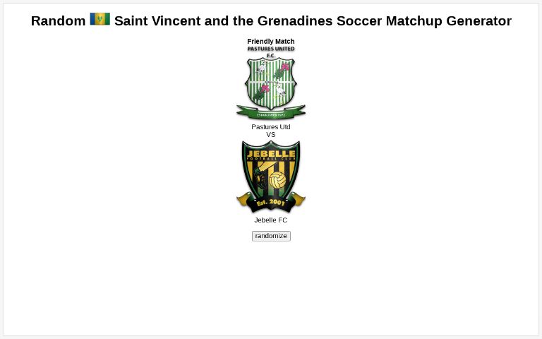 Random Saint Vincent and the Grenadines Soccer Matchup Generator