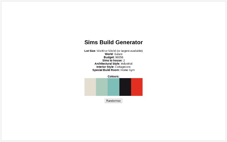 Sims Build Generator
