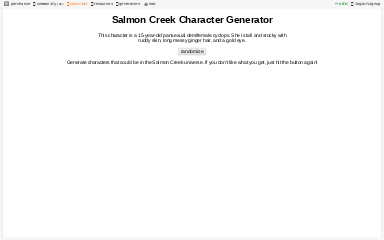 Salmon Creek Character Generator