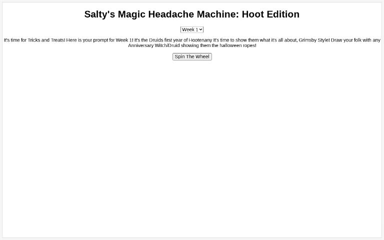 Salty's Magic Headache Machine: Hoot Edition ― Perchance Generator
