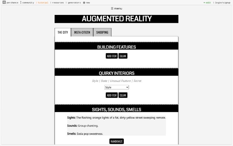 Augmented Reality ― Perchance Generator