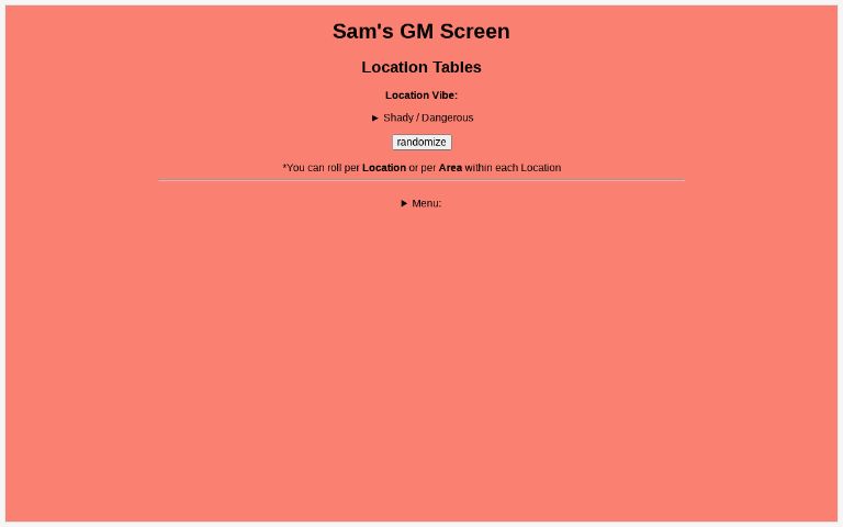 Sam's GM Screen ― Perchance Generator