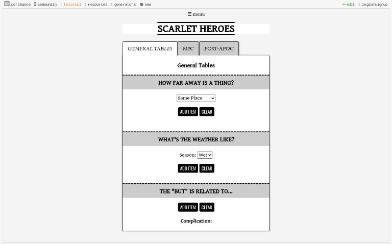 Scarlet Heroes ― Perchance Generator