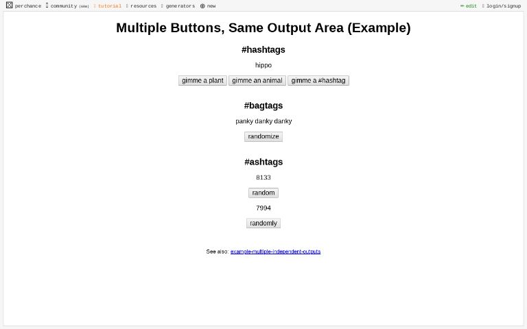 Multiple Buttons, Same Output Area (Example) ― Perchance Generator