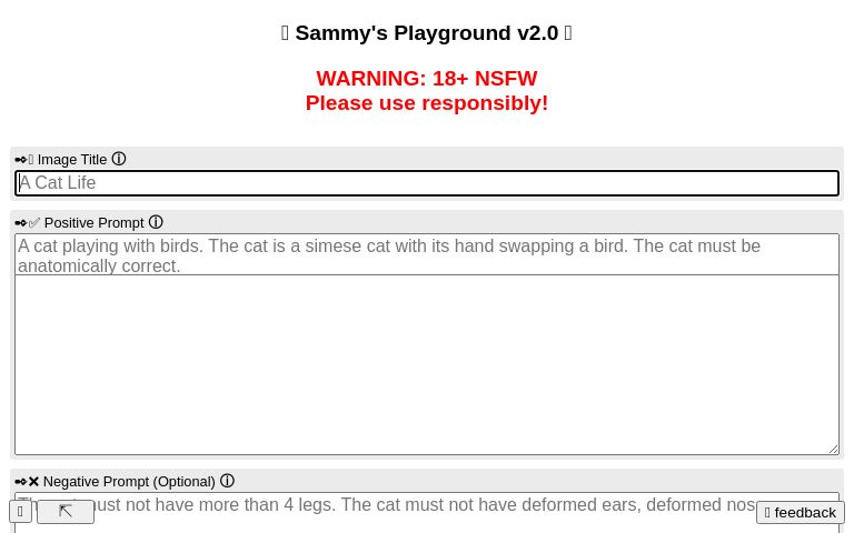 Sammy's Playground v2.0 ― Perchance Generator