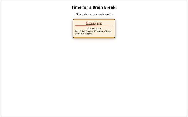 Time for a Brain Break! ― Perchance Generator
