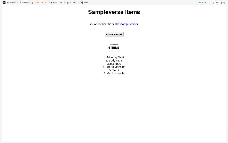 Sampleverse Items ― Perchance Generator