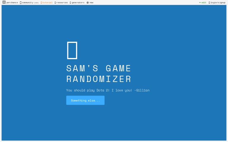Sam's Game Randomizer ― Perchance Generator
