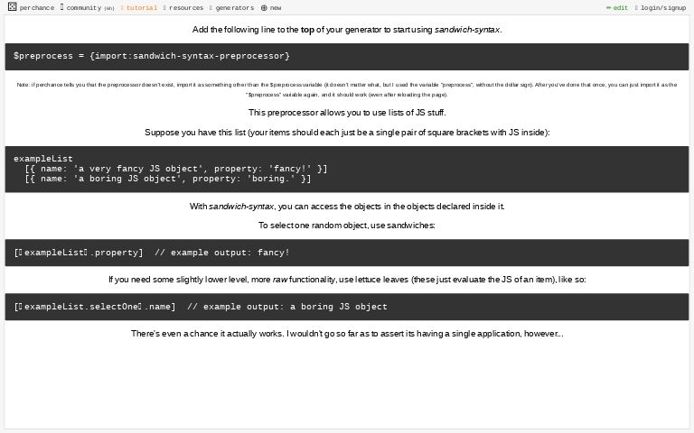 Sandwich Syntax ― Perchance Generator