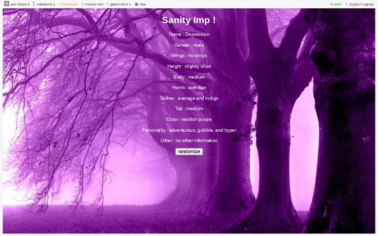 Sanity Imp ! ― Perchance Generator