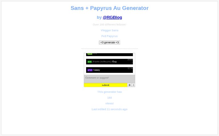 Sans + Papyrus Au Generator