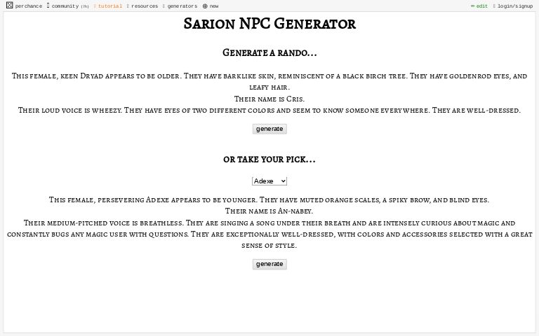 Sarion Npc ― Perchance Generator