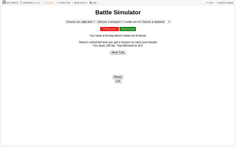 Battle Simulator ― Perchance Generator