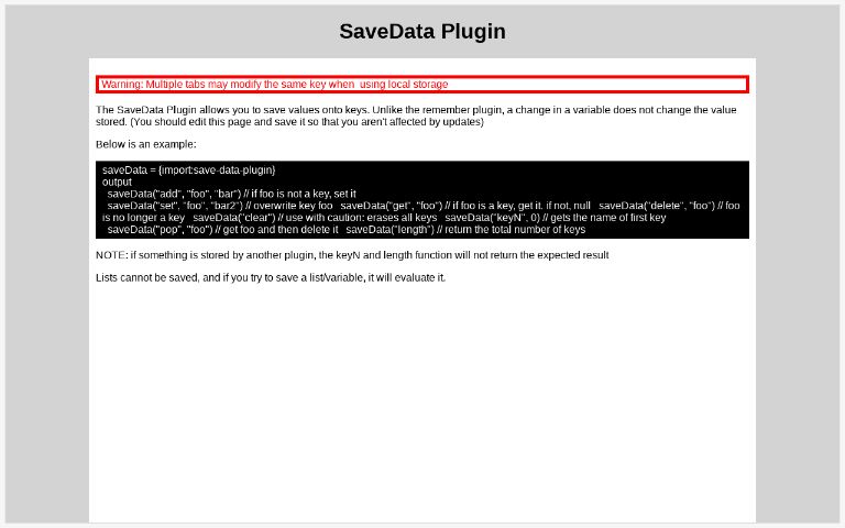 SaveData Plugin