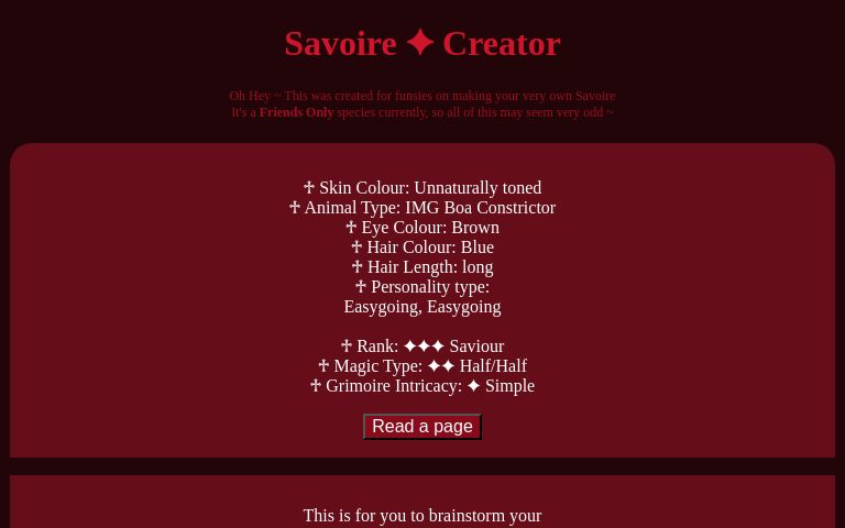 Savoire Creator ― Perchance Generator