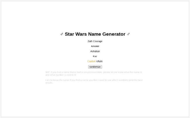 ♂ Star Wars Name Generator ♂