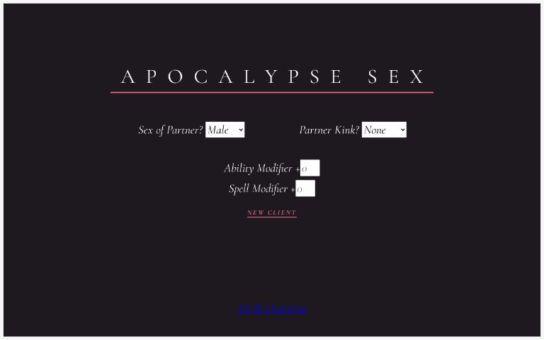 Apocalypse Sex ― Perchance Generator