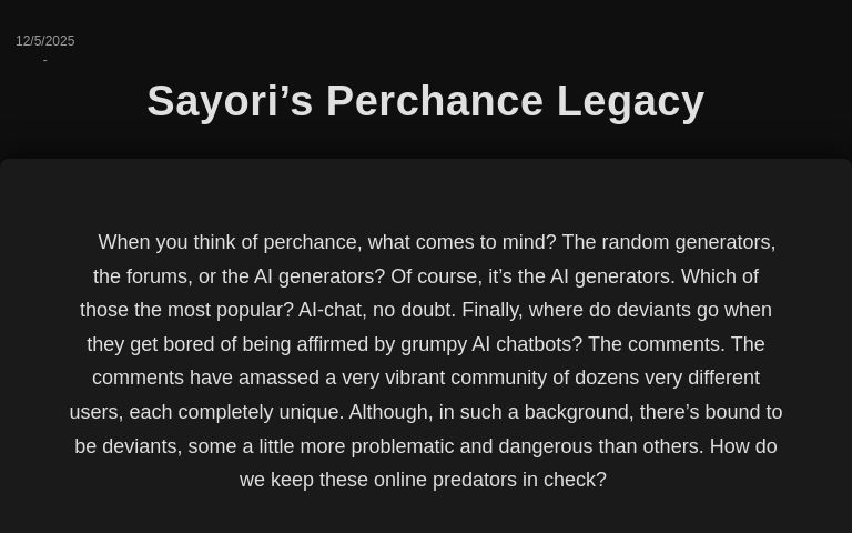 Sayoris Perchance Legacy ― Perchance Generator