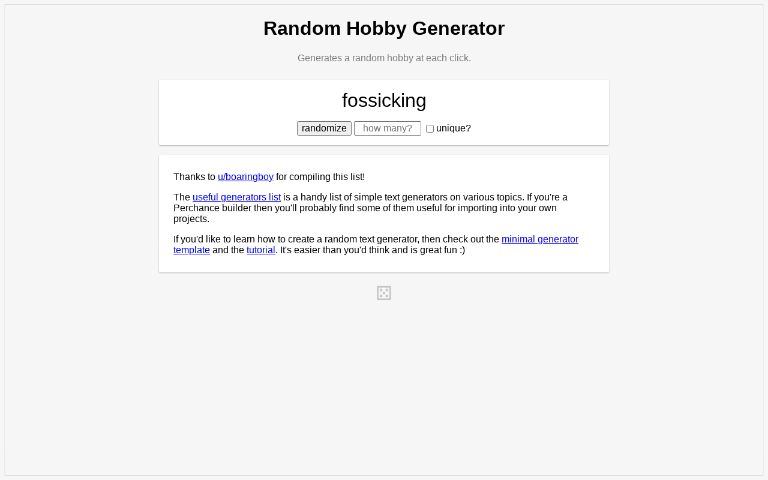 Random Hobby Generator
