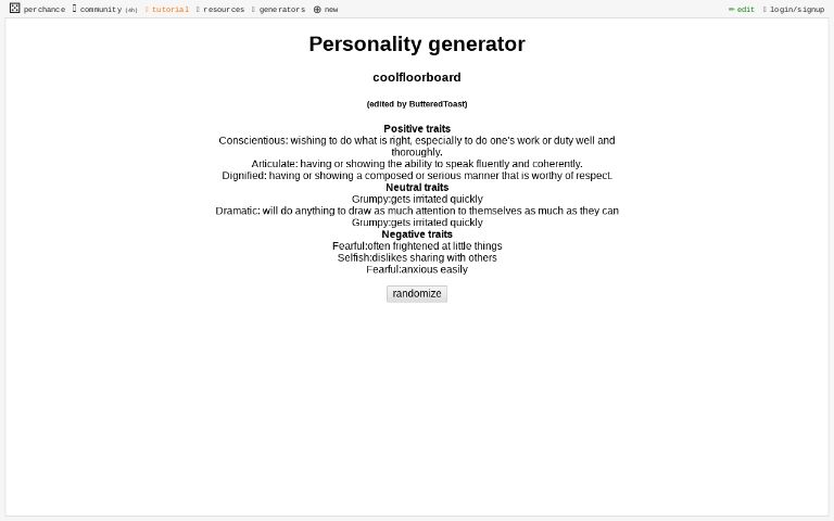 Personality generator