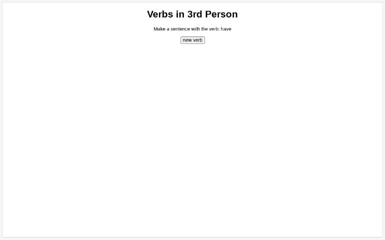 Verbs in 3rd Person ― Perchance Generator