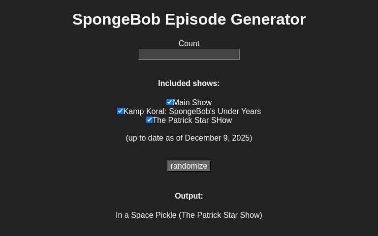 SpongeBob Episode Generator