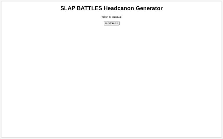 SLAP BATTLES Headcanon Generator