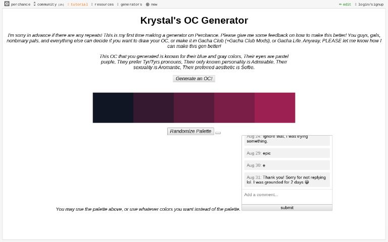 Krystal's OC Generator