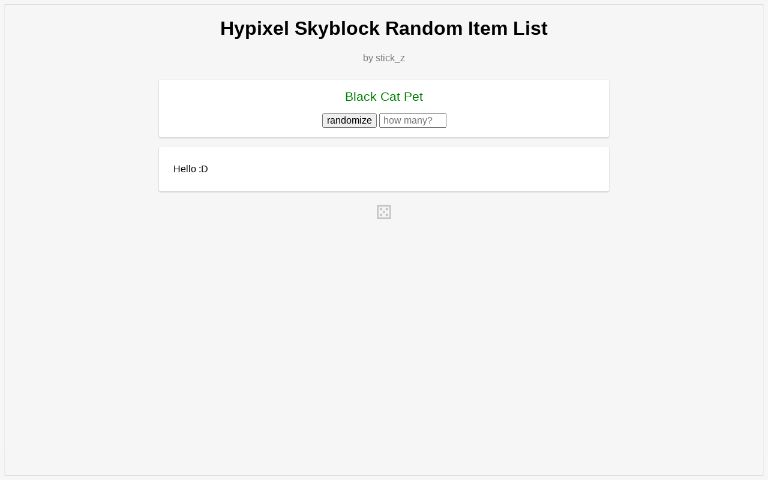 Hypixel Skyblock Random Item List ― Perchance Generator