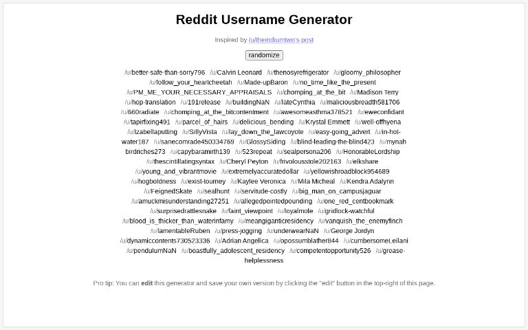 Reddit Username Generator