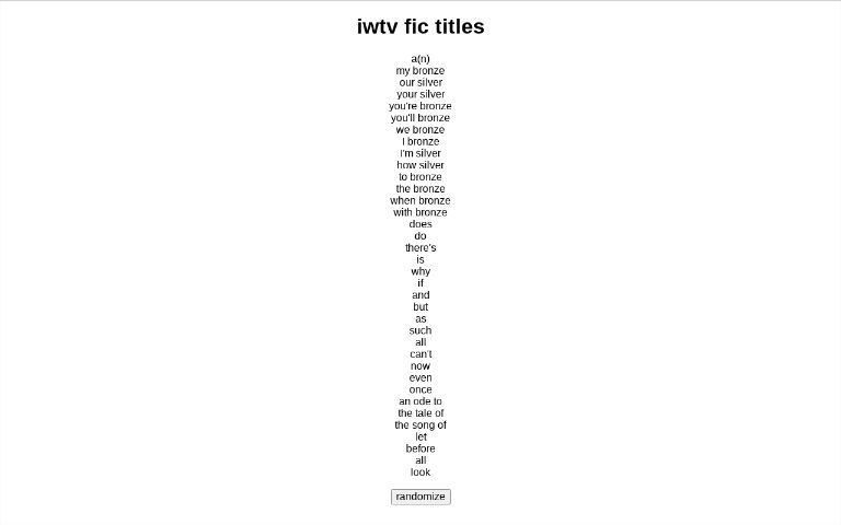 iwtv fic titles ― Perchance Generator