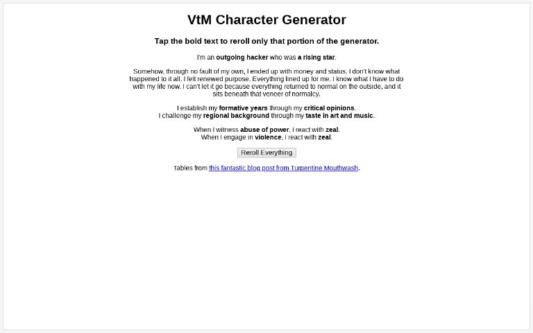 VtM Character Generator
