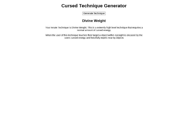 Cursed Technique Generator