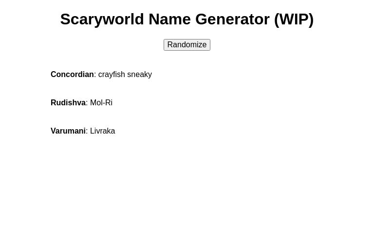 Scaryworld Name Generator (WIP)