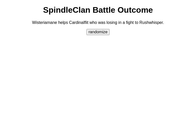 SpindleClan Battle Outcome ― Perchance Generator