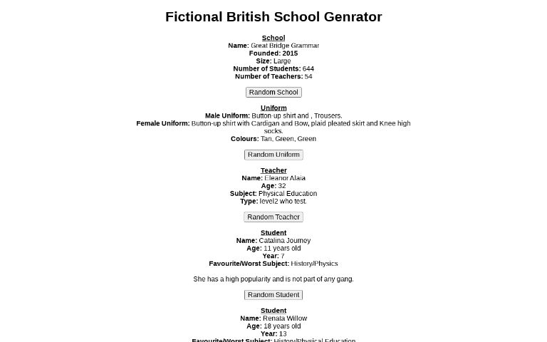 School Genrator ― Perchance Generator