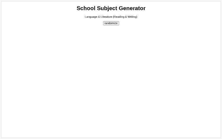 School Subject Generator