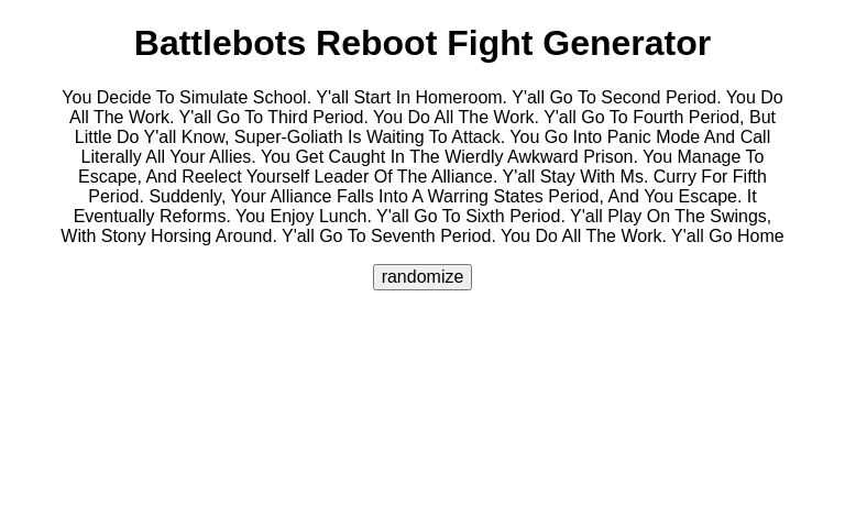 Battlebots Reboot Fight Generator